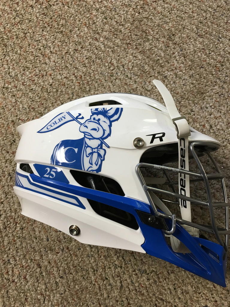 Colby College Cascade R helmet (old-school cartoon mule logo), game ...