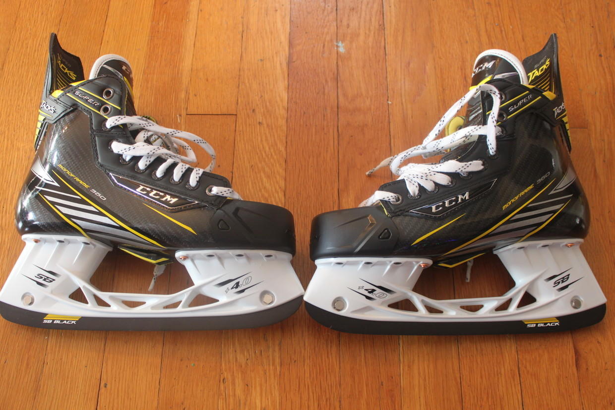 New CCM Super Tacks Pro Stock Skates 8D SB Black Blades | SidelineSwap