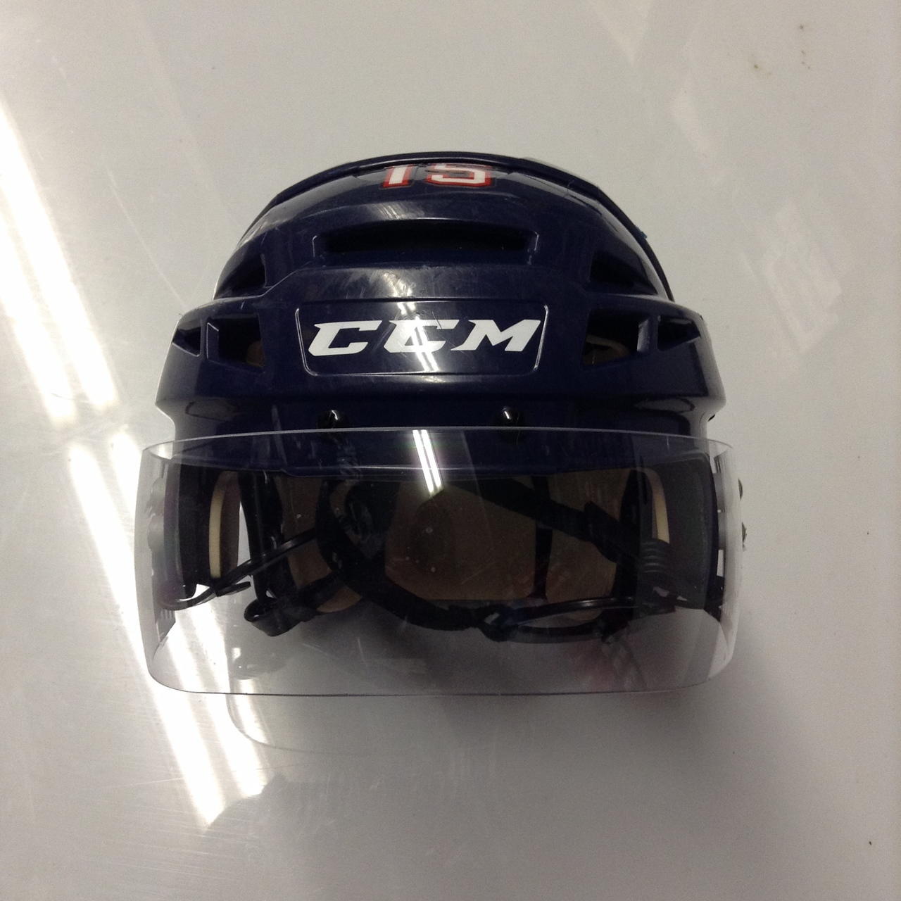 CCM VECTOR VO8 PRO STOCK HOCKEY HELMET NAVY BLUE SMALL AHL WOLF PACK ...