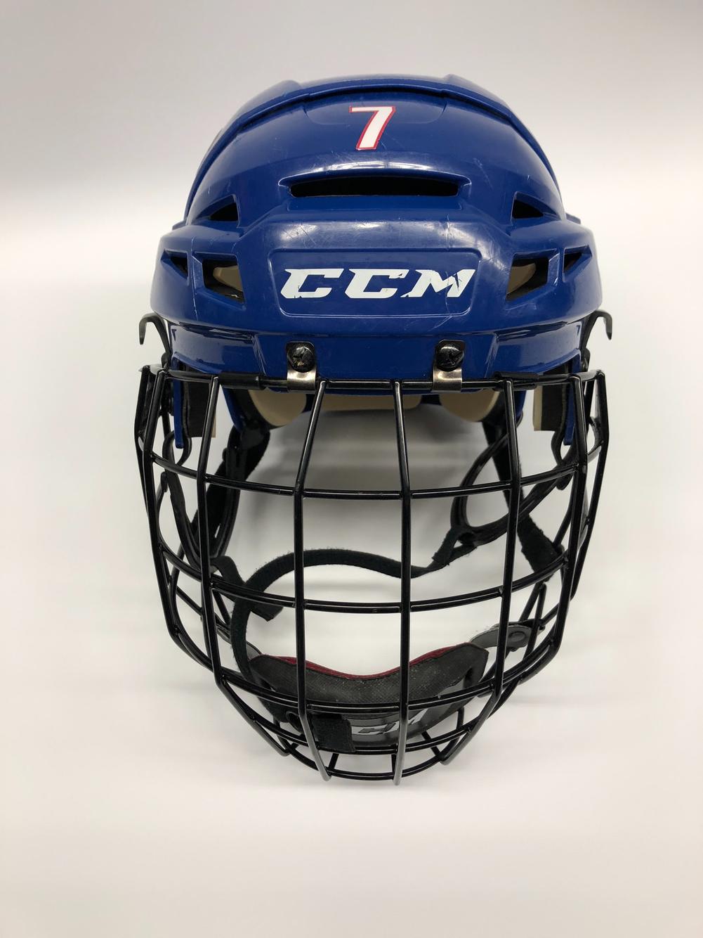CCM VECTOR V08 PRO STOCK HOCKEY HELMET ROYAL BLUE SMALL CCM FM 580 CAGE ...