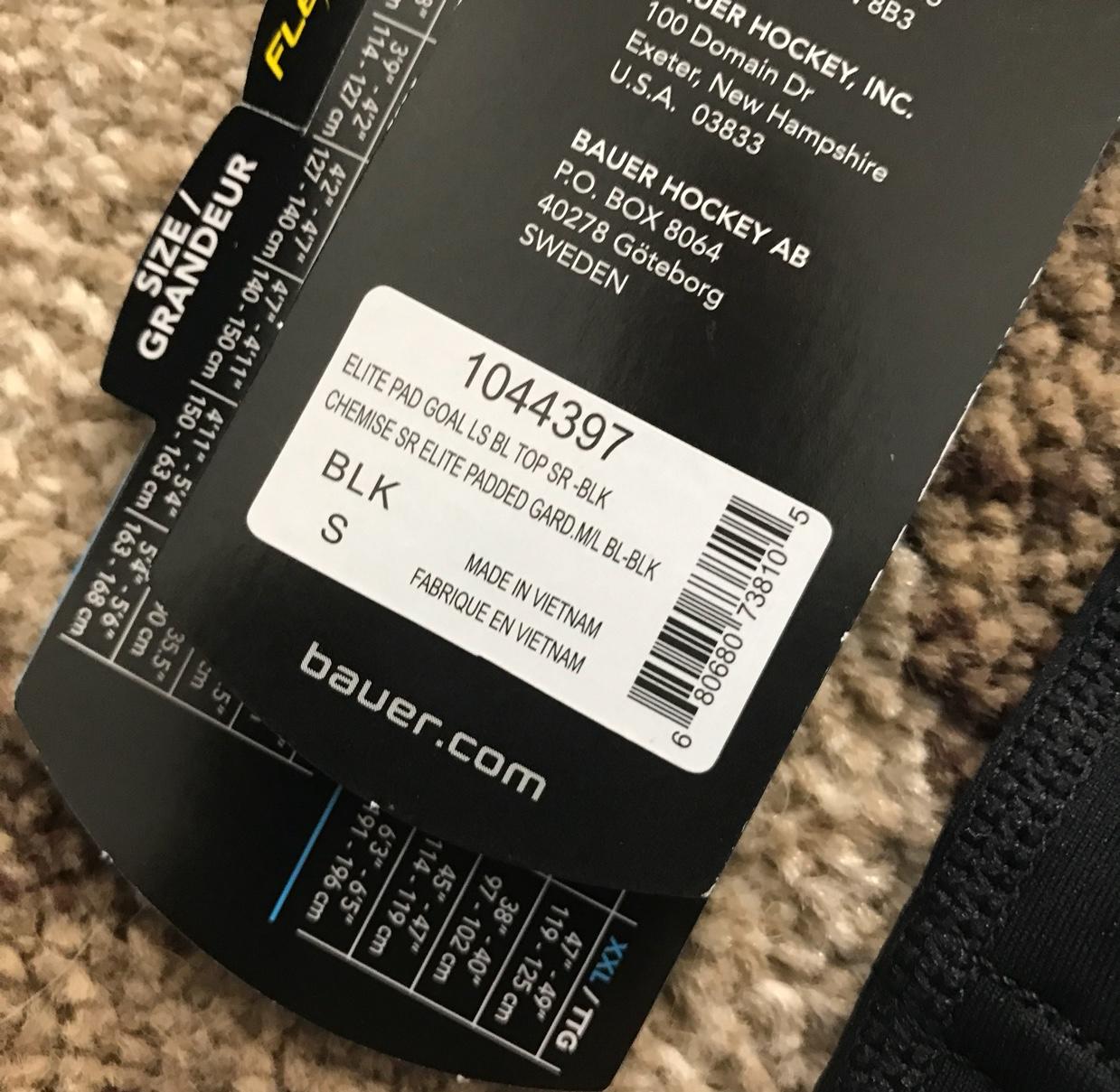 Brand New Bauer Elite Goalie Padded Base Layer Long Sleeve Shirt - Size ...