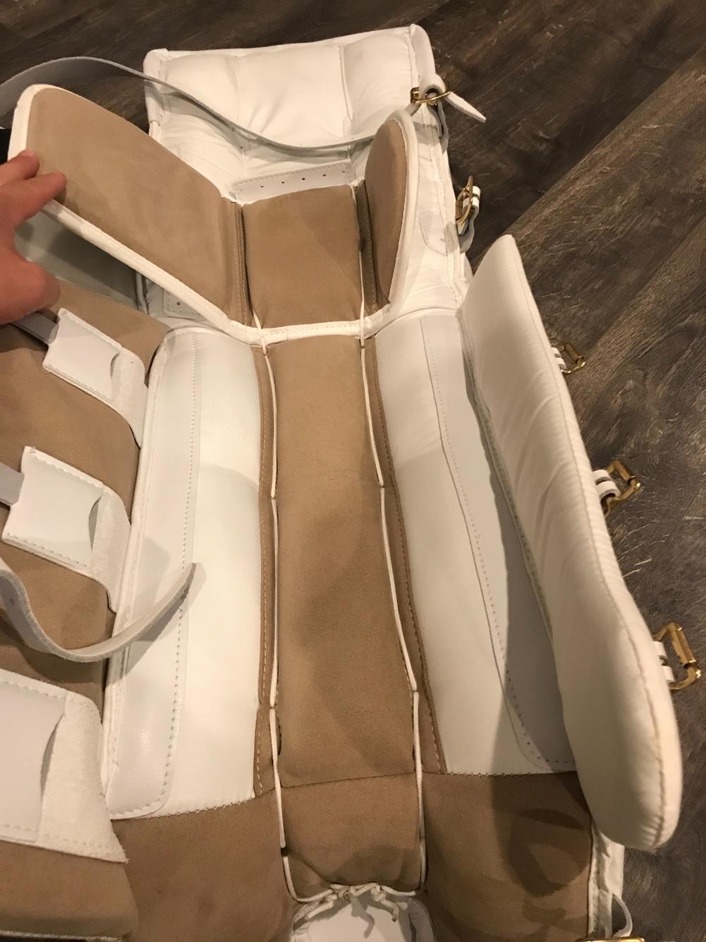 Very Rare set of Martin Brodeur game issued pro Stock Vaughn goalie ...