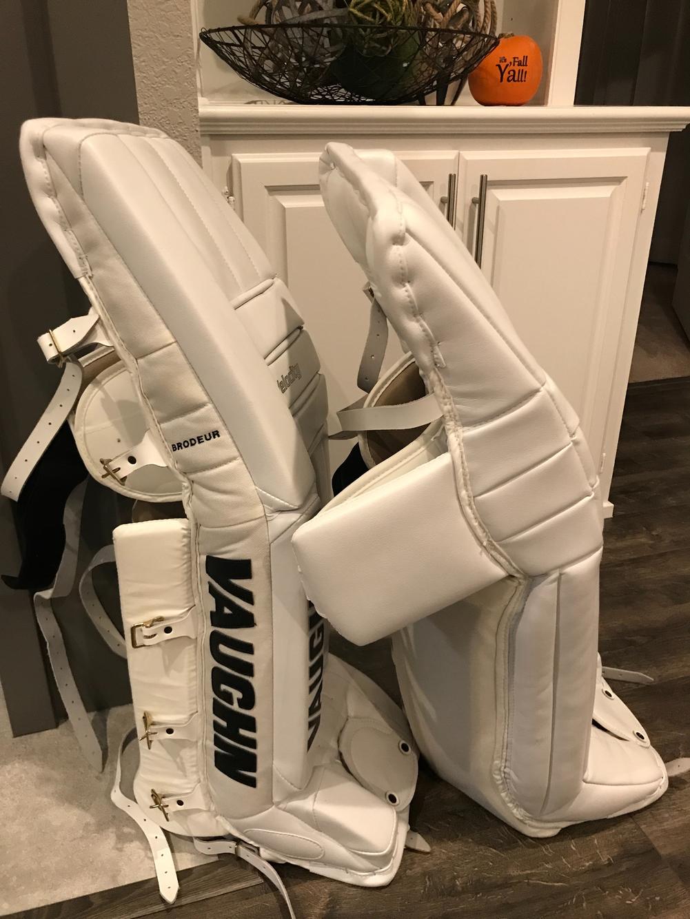 Very Rare set of Martin Brodeur game issued pro Stock Vaughn goalie ...