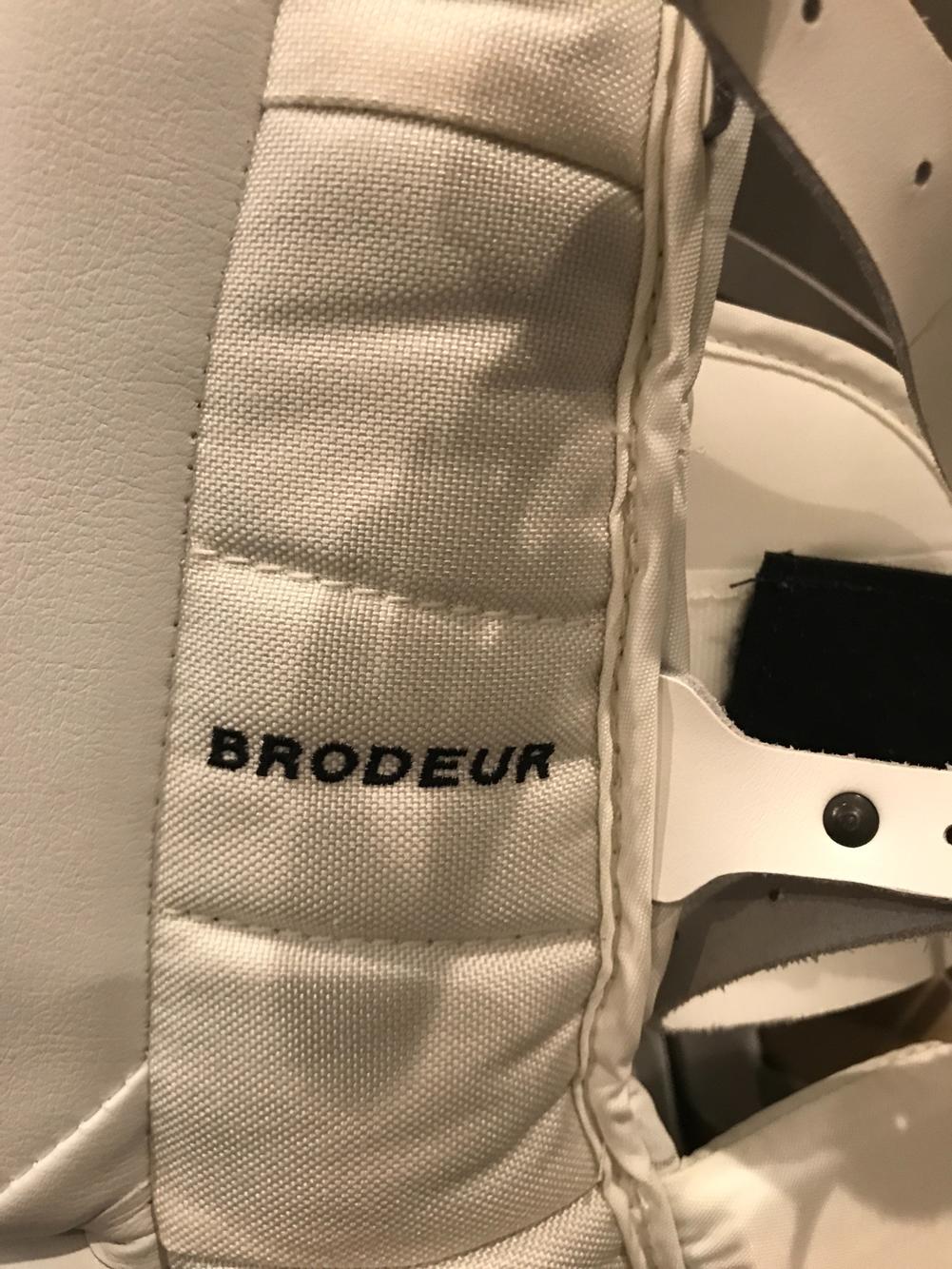 Very Rare set of Martin Brodeur game issued pro Stock Vaughn goalie ...