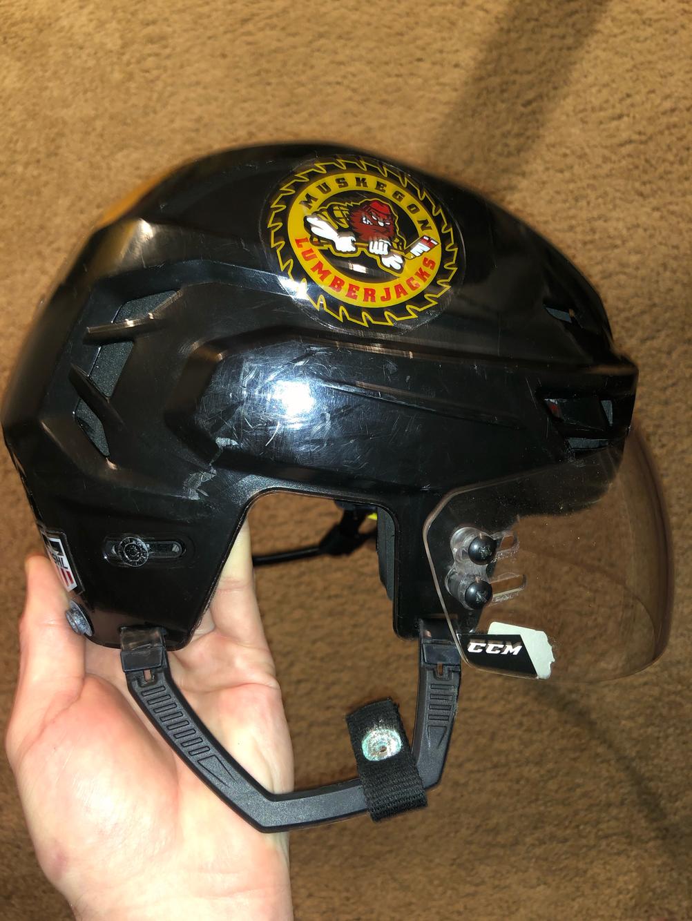 USHL CCM Sr. Medium Resistance Black Helmet With Half shield | SidelineSwap