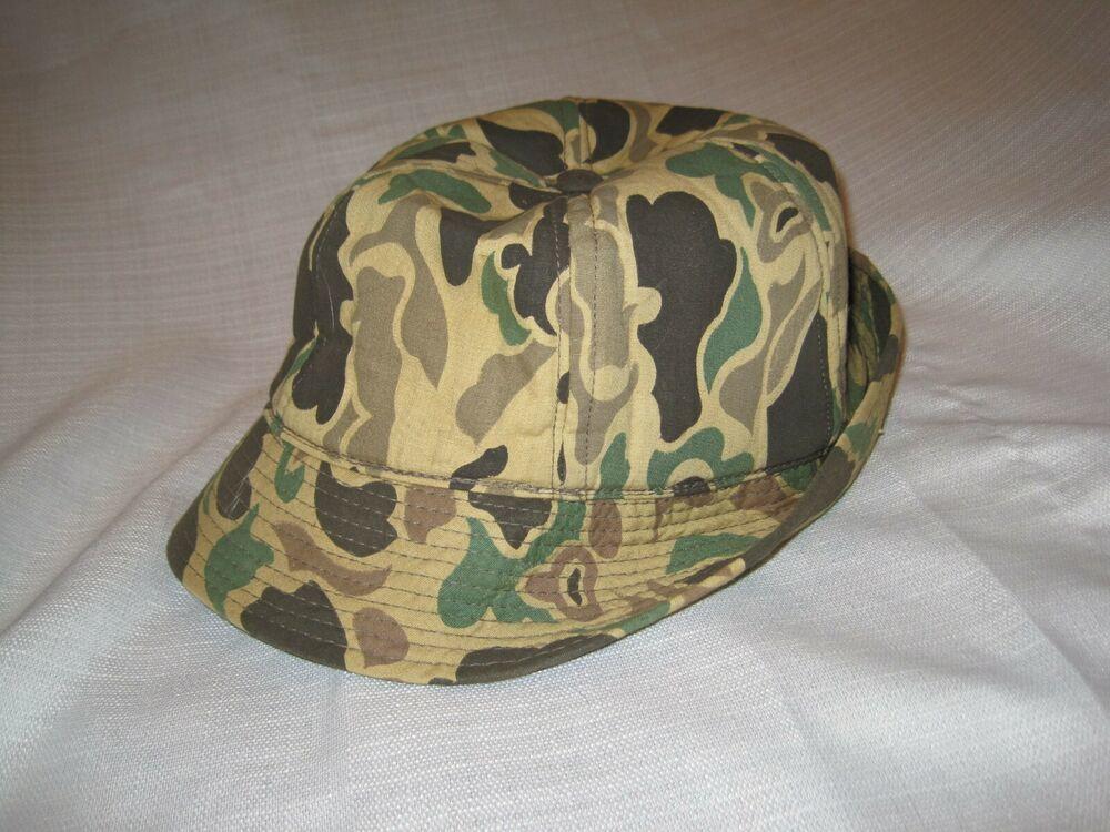 Vintage old school Camo Duck Hunting Hat with Ear Flaps men's XL ...