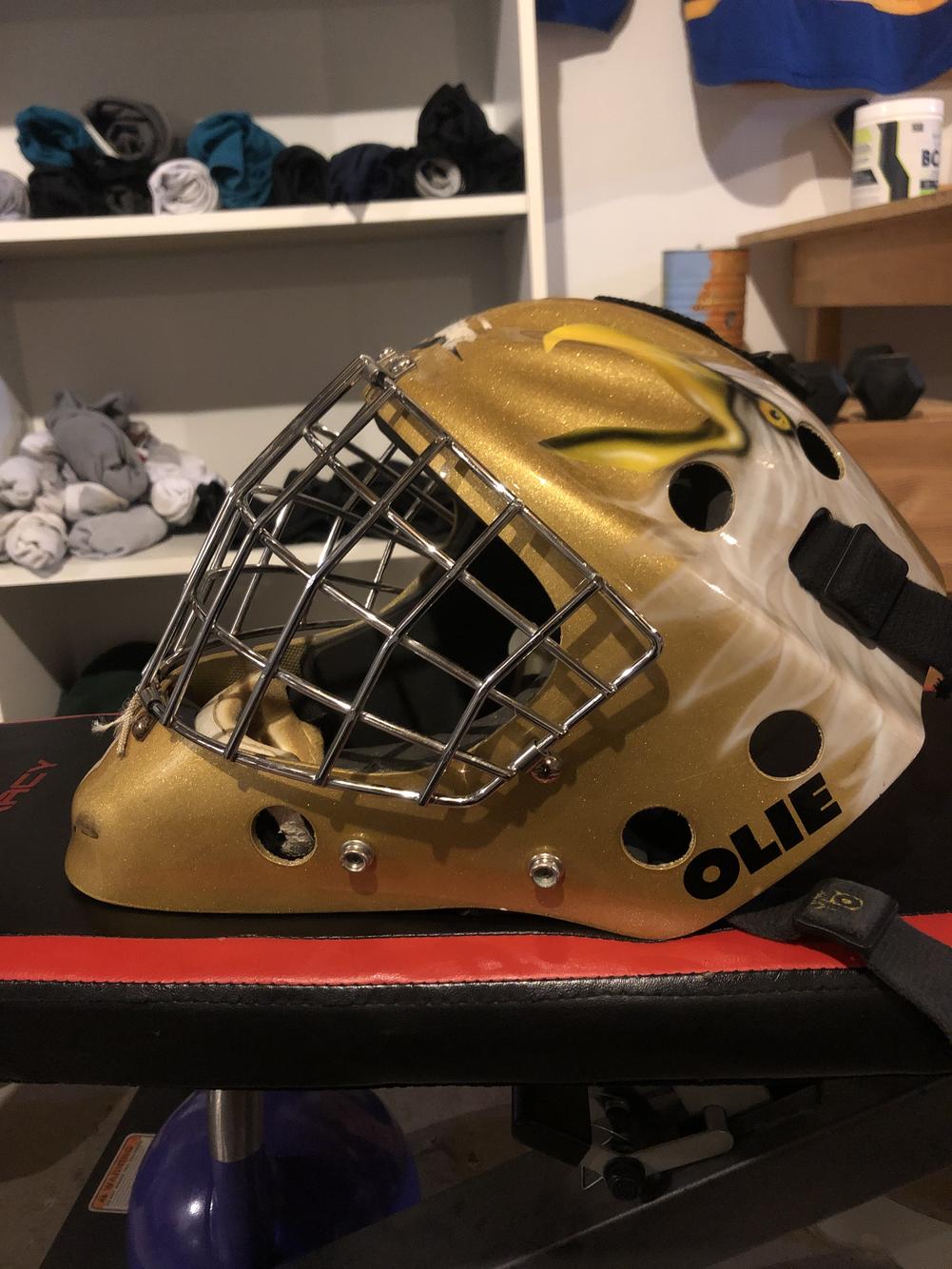 Gold Senior Olie Goalie Mask Pro Stock | SidelineSwap