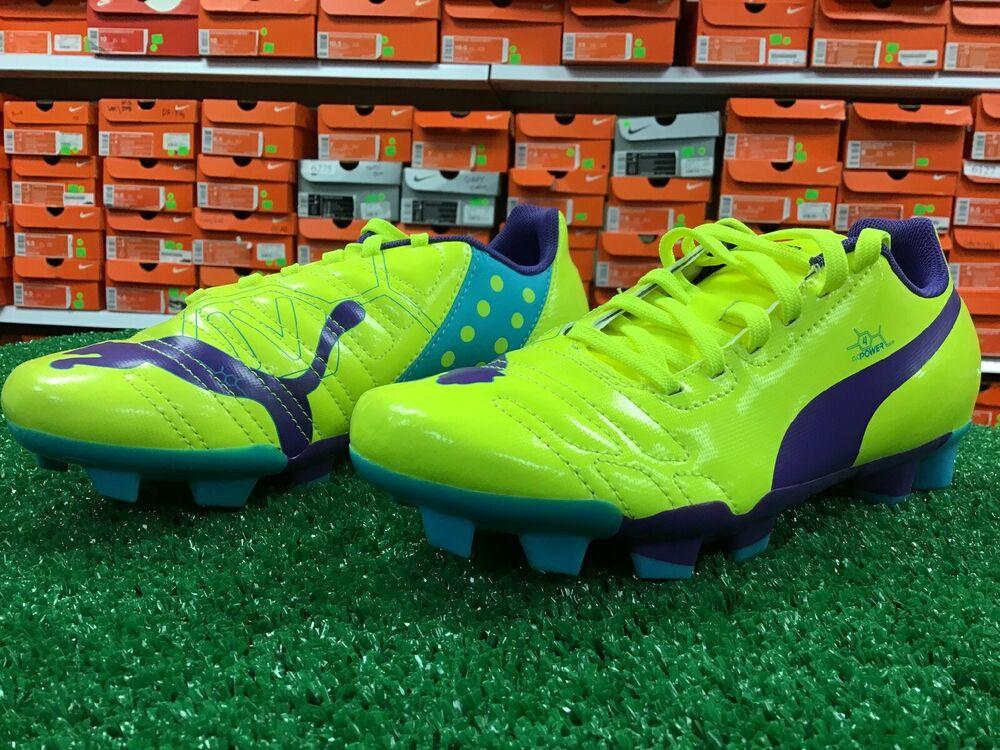 Puma New EvoPOWER 4 FG Jr Yellow / Purple Cleats Size 2.5 NIB FIRM ...