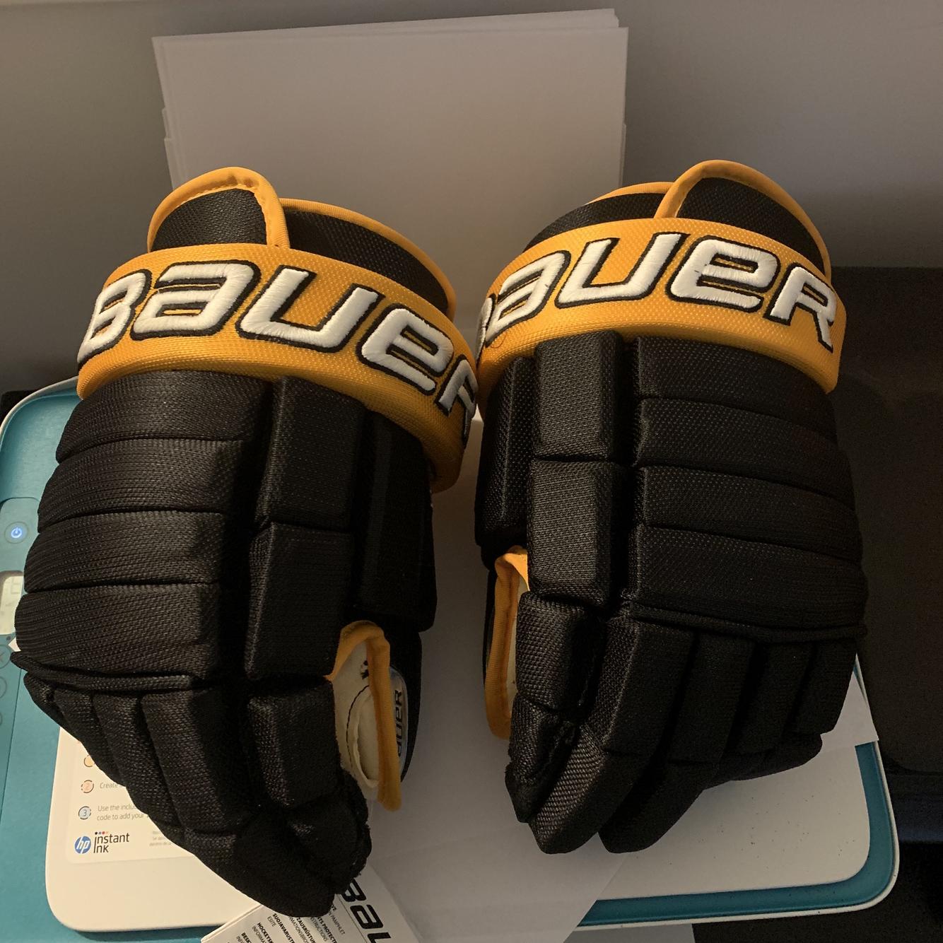 Yellow Senior Bauer 4 Roll 14" Pro Stock Gloves | SidelineSwap