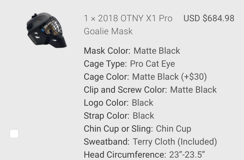 Black Senior OTNY X1 Eco Pro Goalie Mask | SidelineSwap