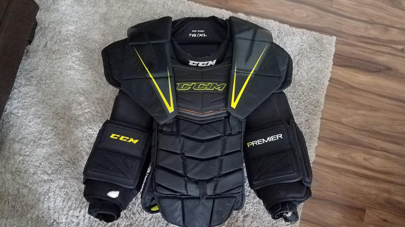 Used Senior Extra Large CCM Premier Pro Chest and Arm Protector Goalie ...