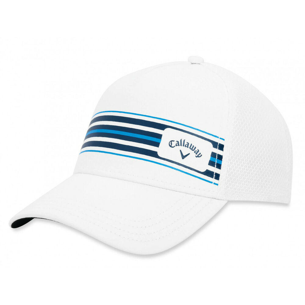 NEW Callaway Stripe Mesh White/Blue Adjustable Snapback Golf Hat/Cap ...