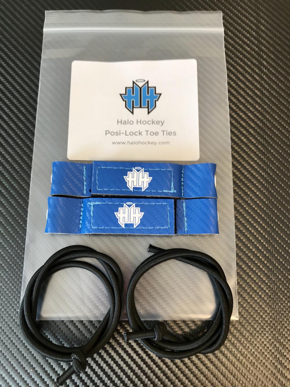 Halo Hockey Posi-lock goalie toe ties blue and white | SidelineSwap