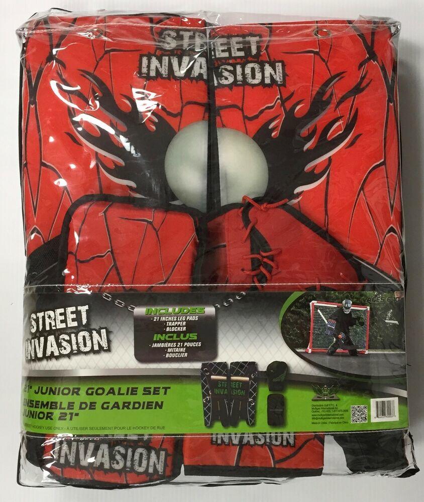 New Street Invasion junior street 21" pads/gloves set hockey goalie ...
