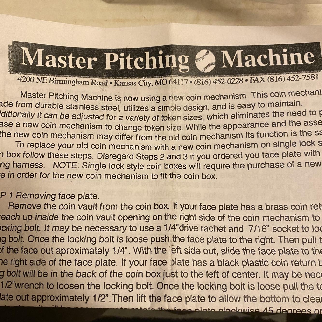 New Master Pitching Machine Token/Coin Mechanism | SidelineSwap