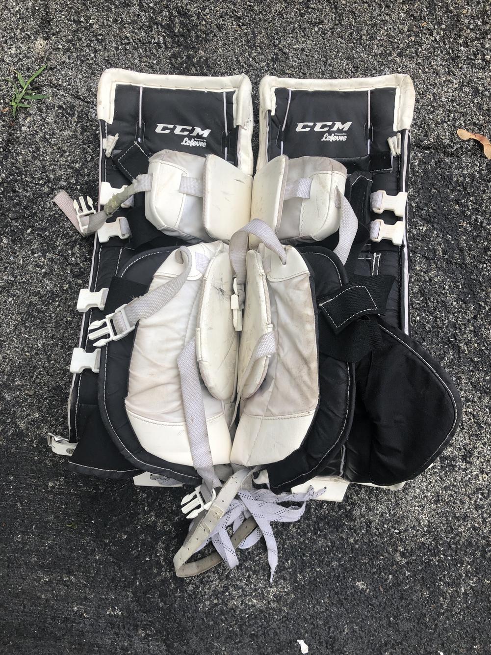 White Used Junior 24" CCM Retro Flex Goalie Leg Pads | SidelineSwap