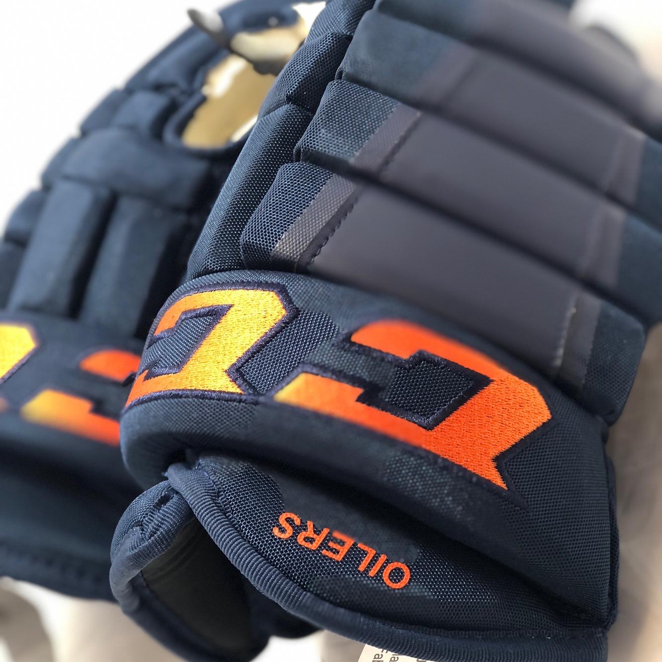 New CCM HG97XP Edmonton Oilers 14" Pro Stock Gloves | SidelineSwap
