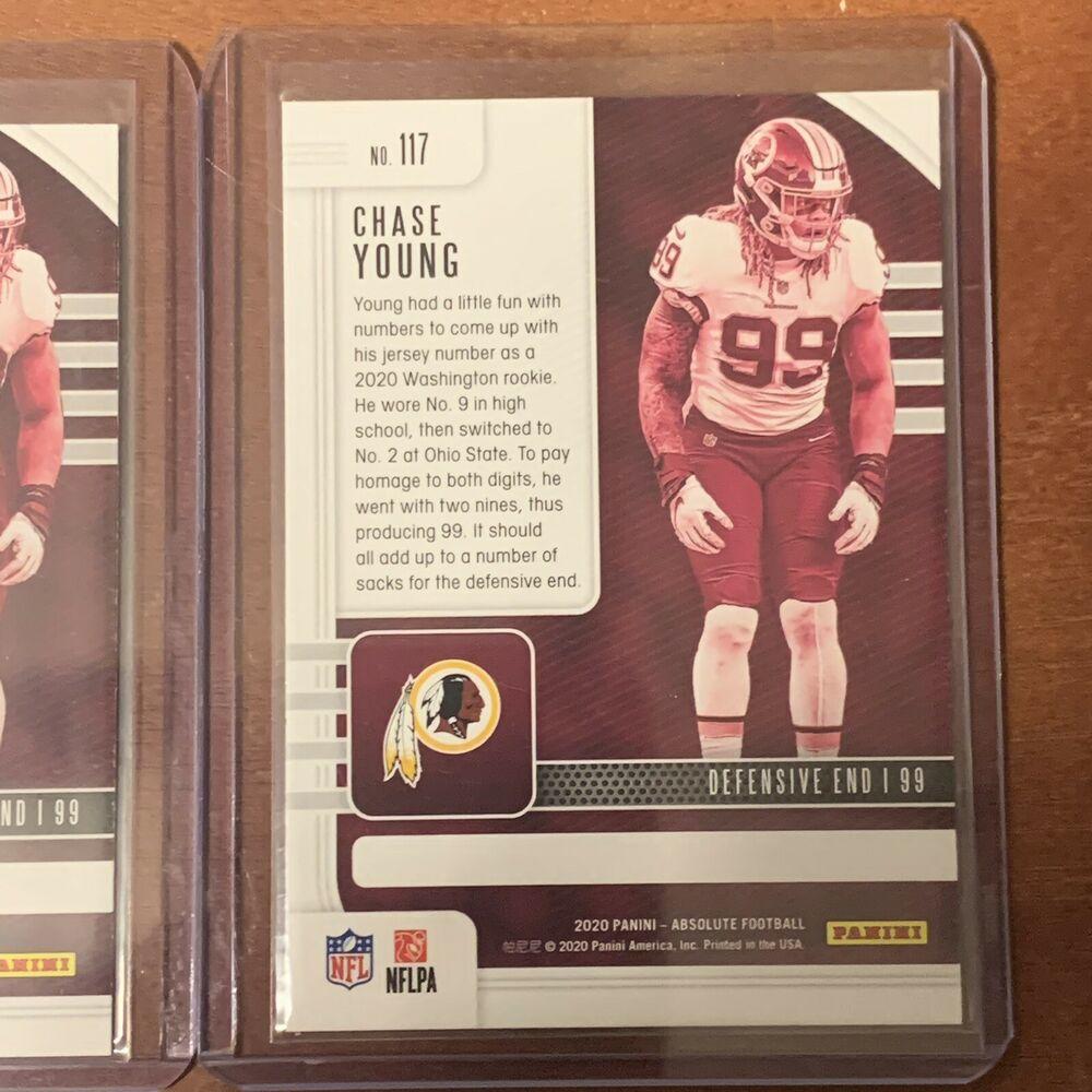 Chase Young Washington 2020 Panini Absolute Football Green Parallel ...