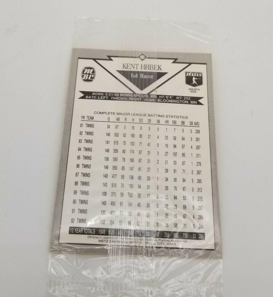 Kent Hrbek 1993 Metz Bakeries Oddball Issue Minnesota Twins Mint ...