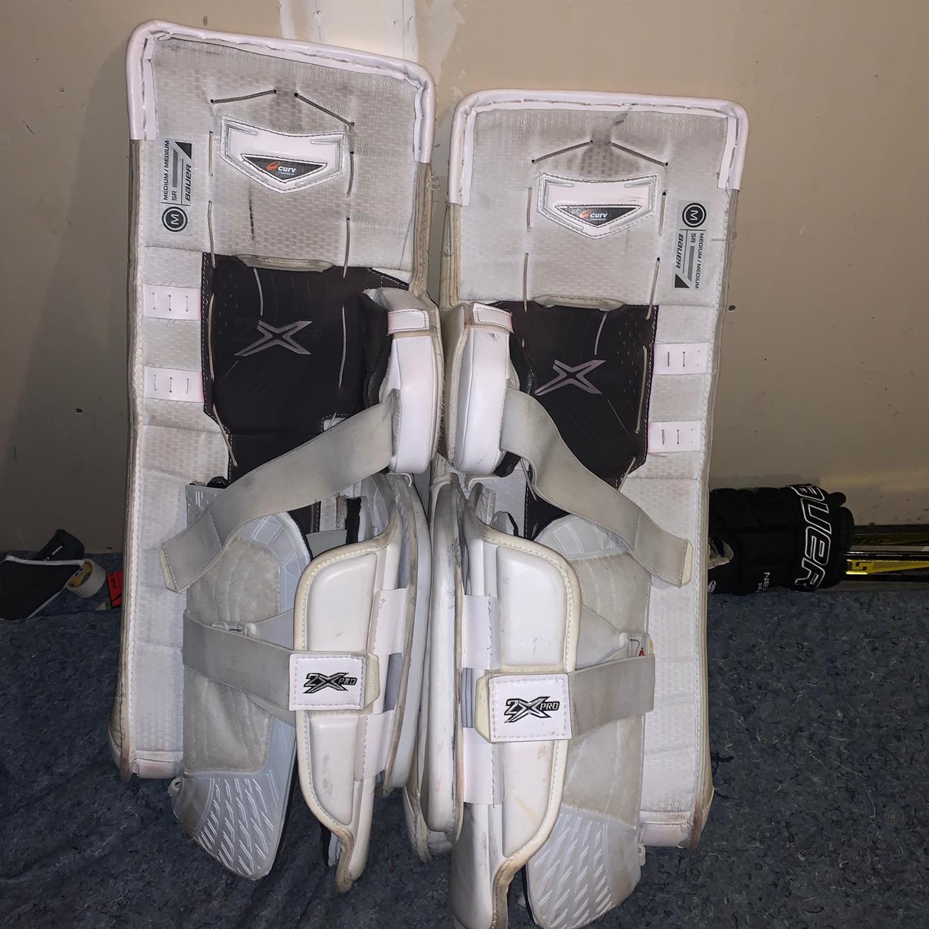 White Senior 34" Bauer Vapor 2X Pro Pro Stock Goalie Leg Pads ...