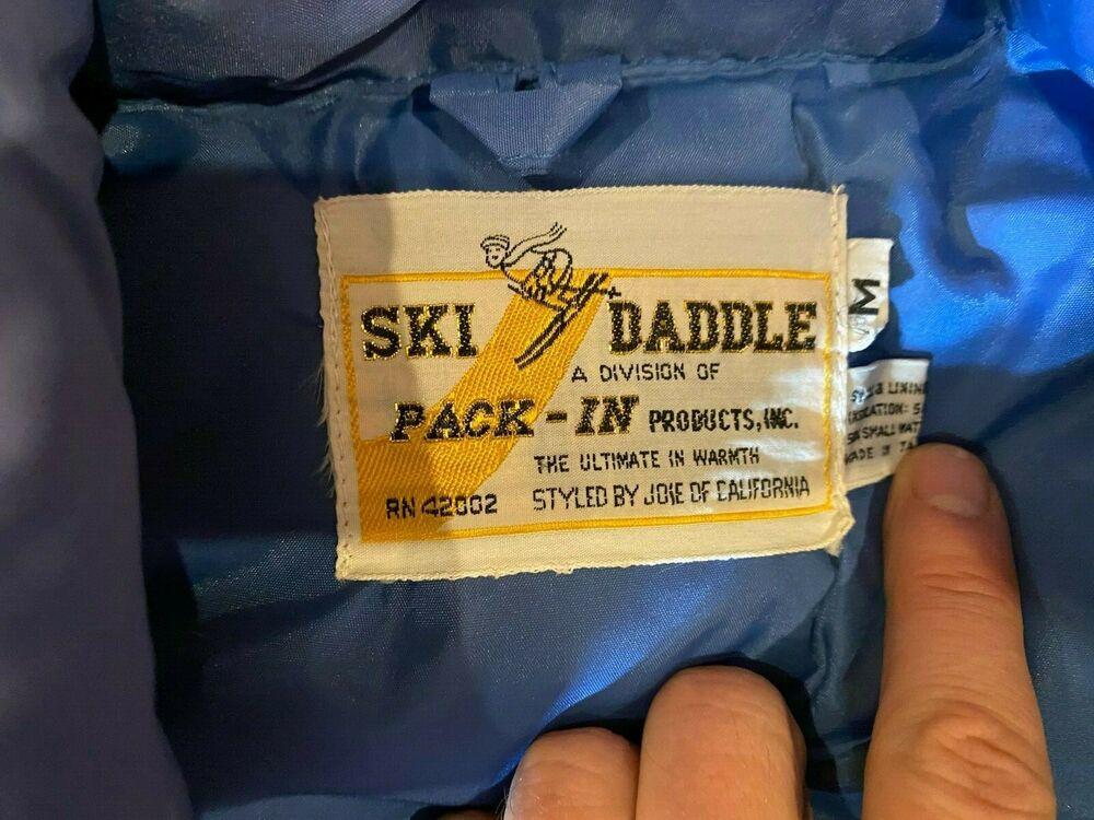 Vintage Ski-Daddle Pack-In Blue Down Insulated Puffer Vest Size Medium ...