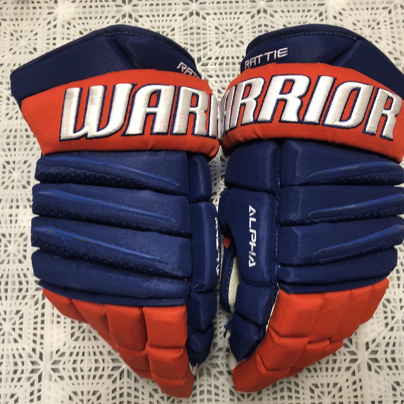 Pro Stock Edmonton Oilers Warrior Alpha QX Pro Hockey Gloves 14” Rattie ...