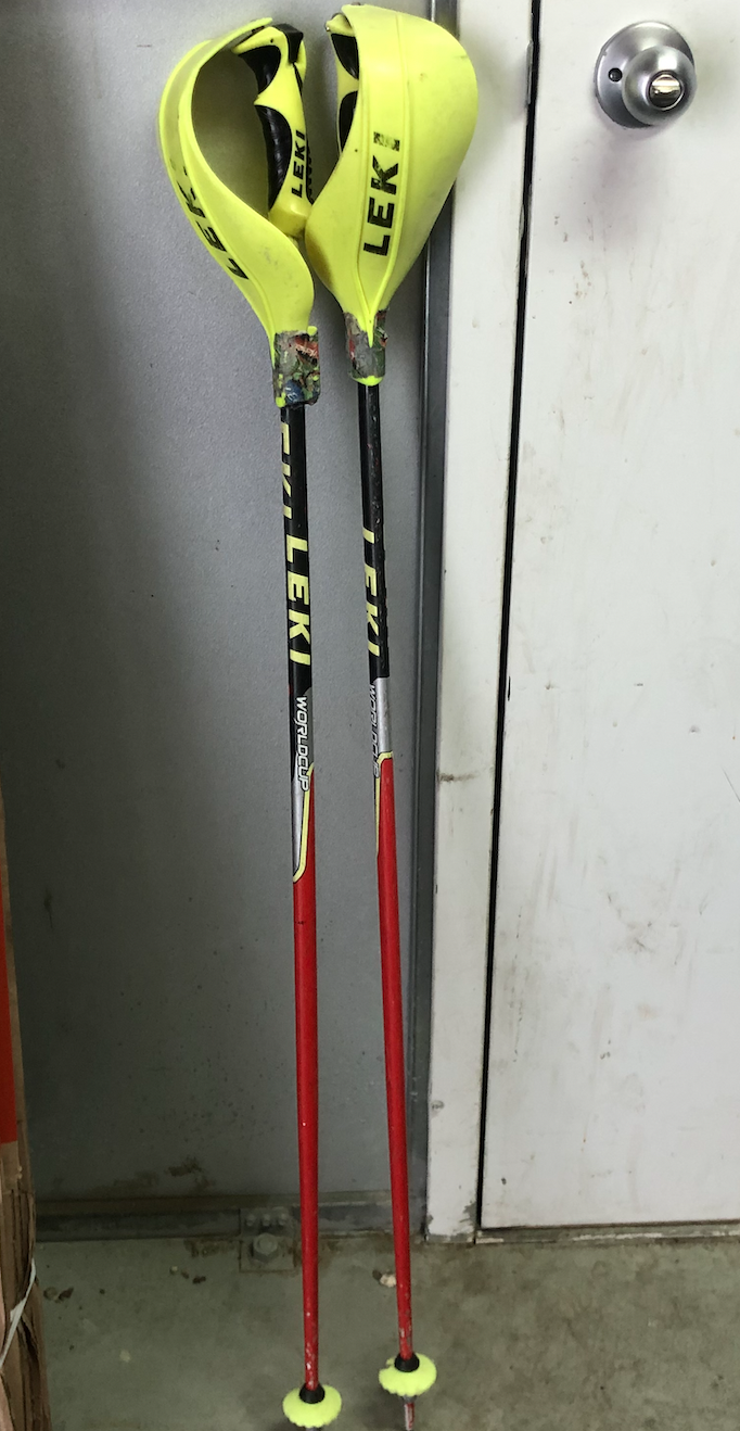 Used 46in (115cm) Leki Racing World Cup Lite SL Ski Poles with guards ...