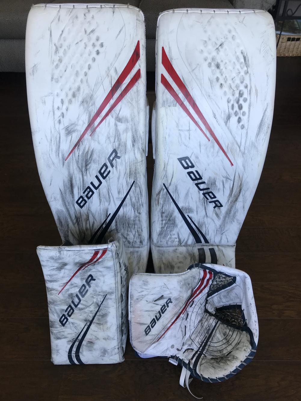Bauer 2X Pro Goalie Pads, Glove, and Blocker Set - Large (35+1 ...