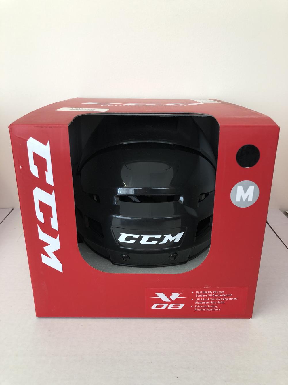 New Senior CCM Vector V08 Hockey Helmet Black Medium Med M vo8 sr ...