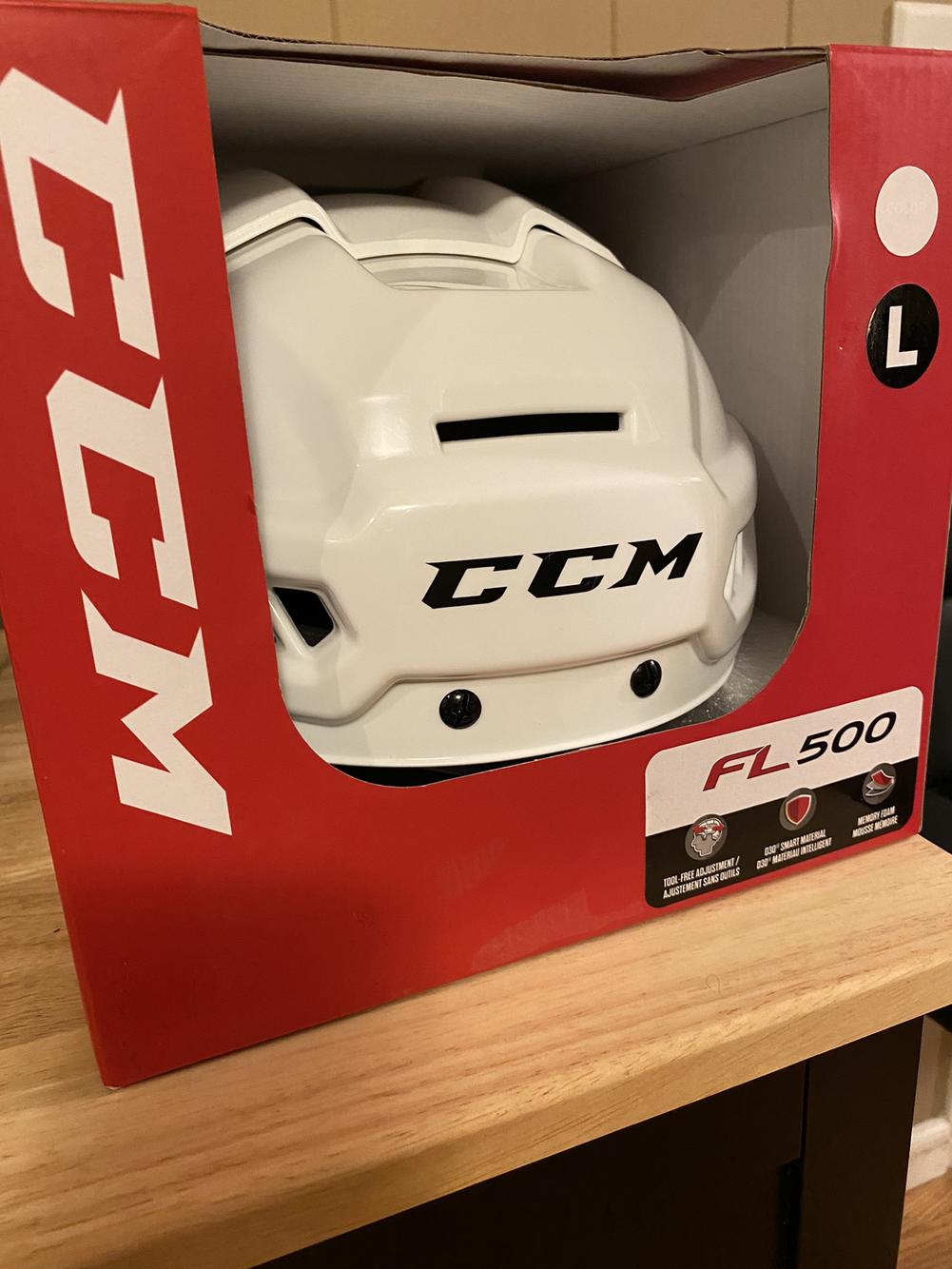 White New Large CCM FL500 Helmet | SidelineSwap