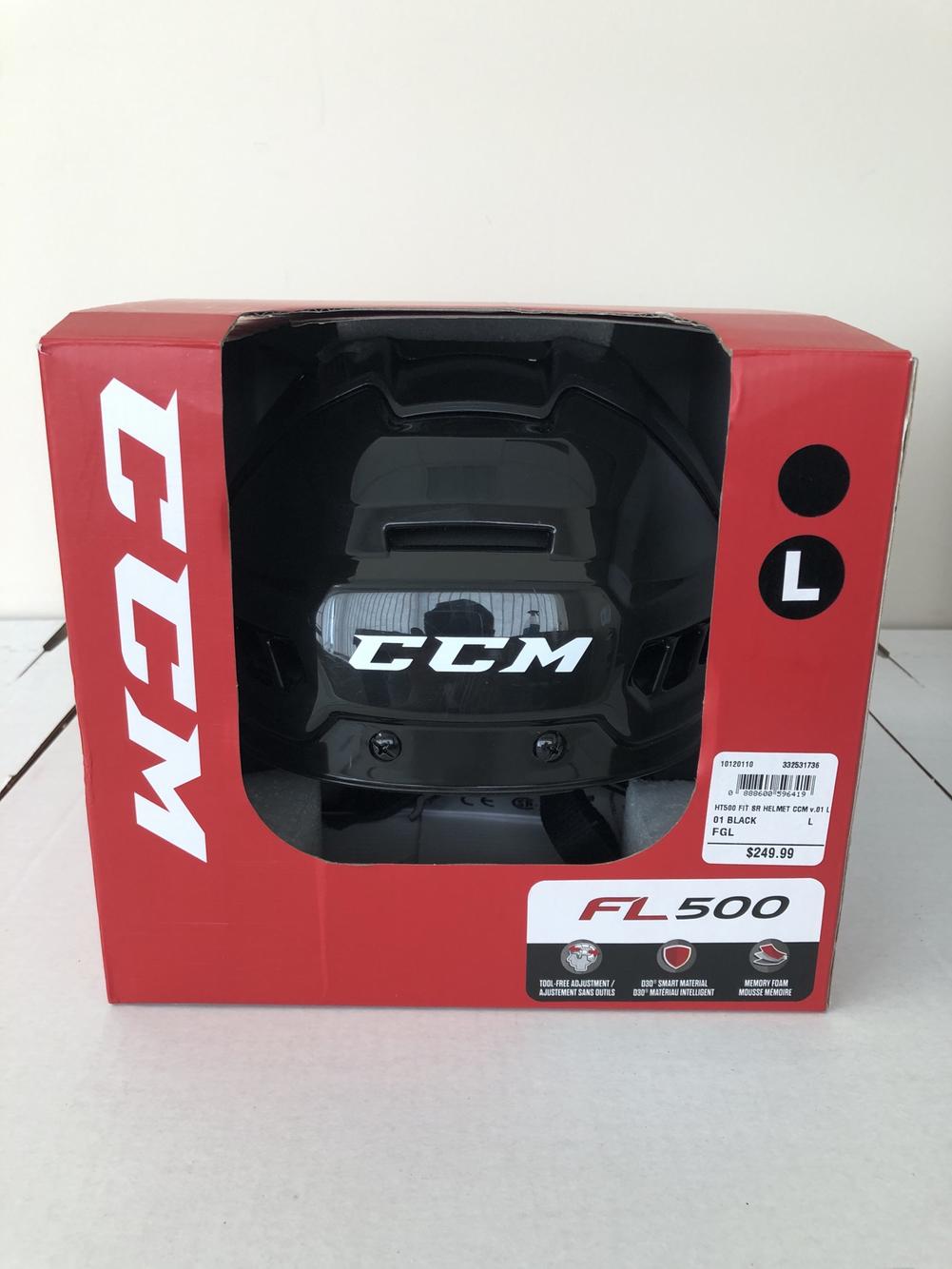 New Senior CCM FL500 Hockey Helmet Black Large Lg L sr | SidelineSwap