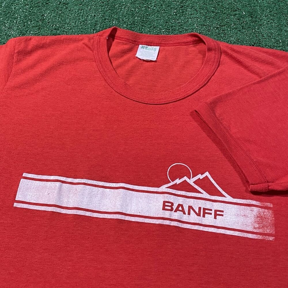 Banff National Park T Shirt Mens M L Adult Red Vintage 80s Nature ...