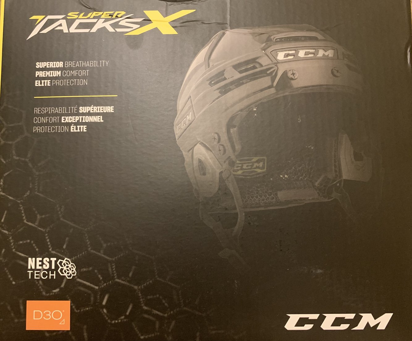 White New Pro Stock Medium CCM Super Tacks X Helmet | SidelineSwap