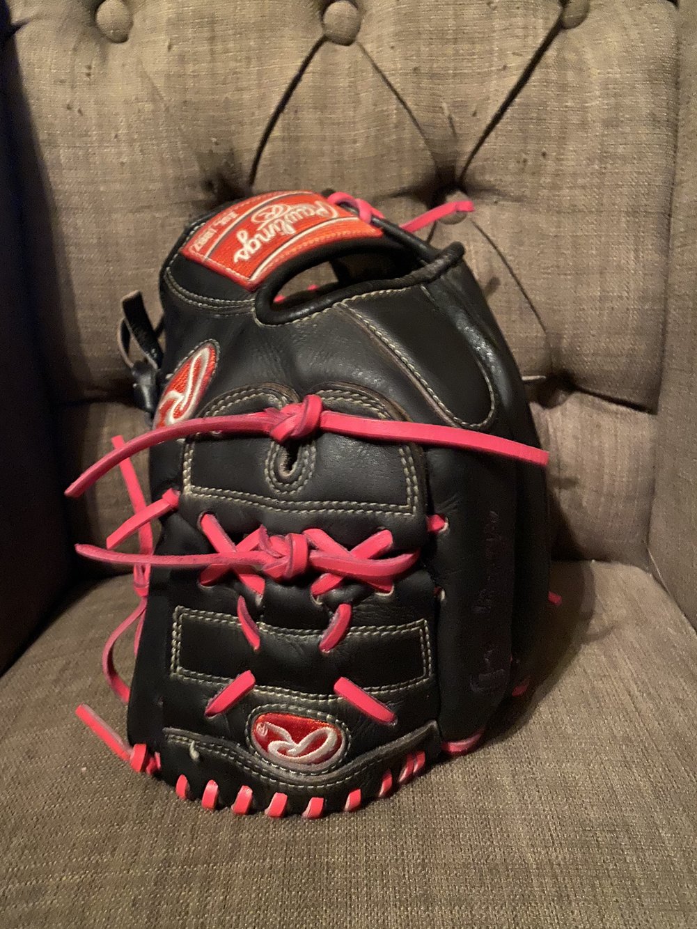 Rawlings pro preferred 12 inch two piece pink custom swapped lace ...
