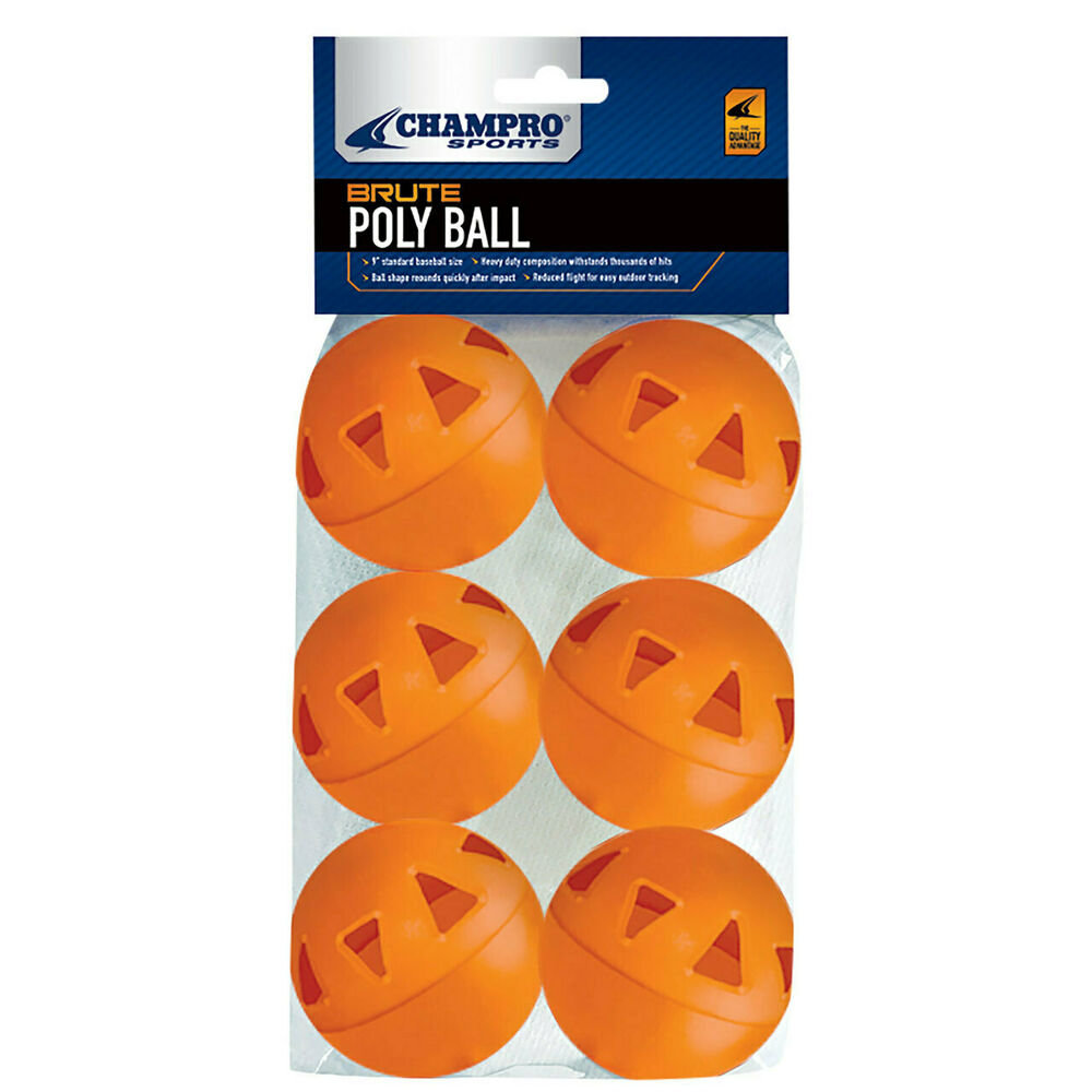 Champro Brute Poly 9" Baseballs - Orange 6 Pack | SidelineSwap