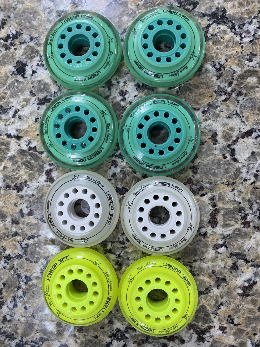 8 x 76mm Labeda Union roller hockey wheels xtra soft | SidelineSwap