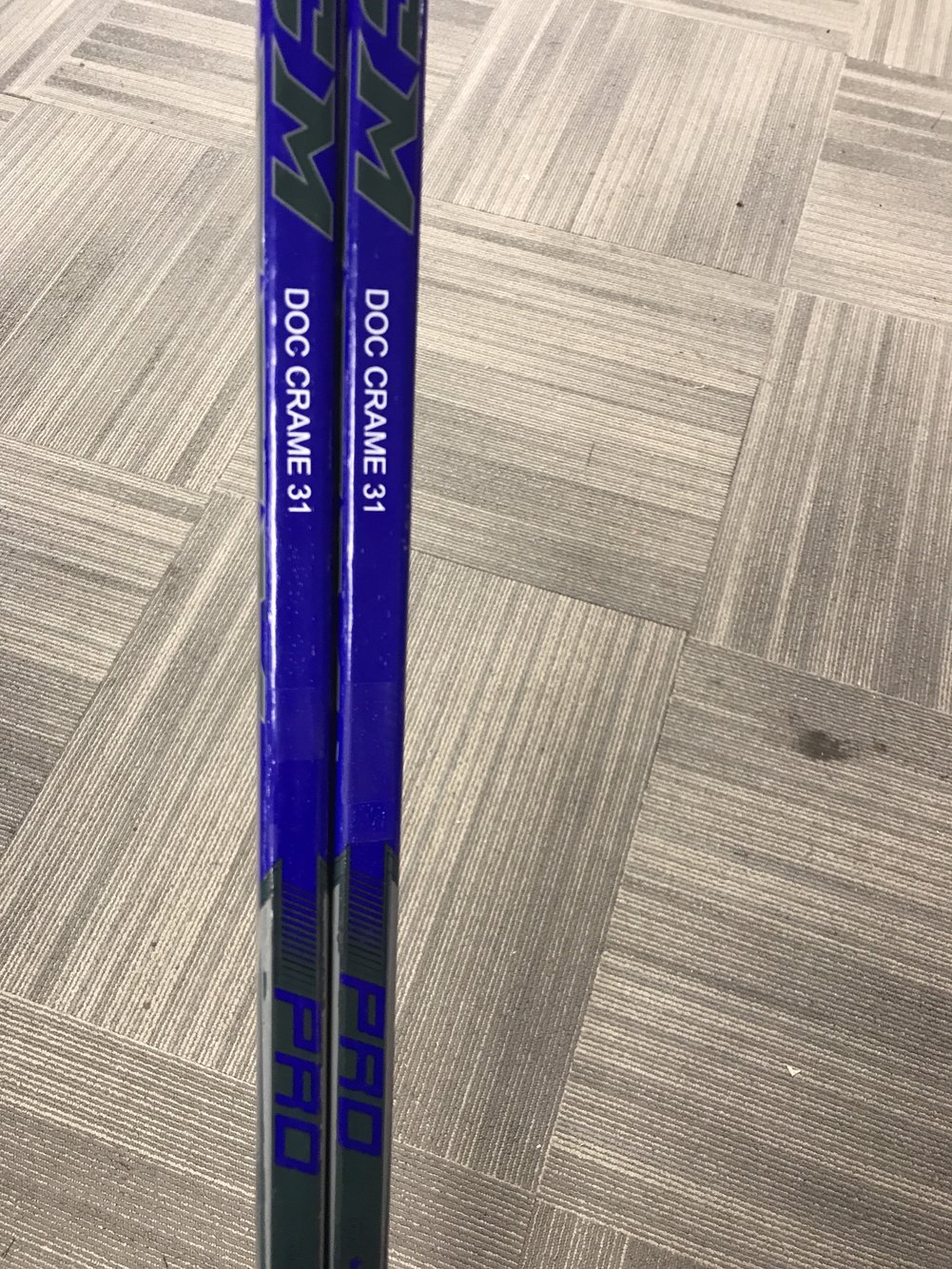 2 Custom Green/Blue CCM Premier Pro Goal Sticks | SidelineSwap