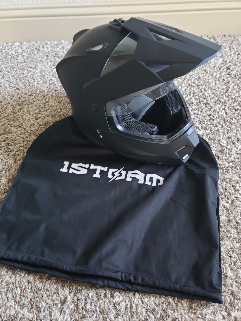 Black New Large ISTORM DUAL SPORT MOTORCYCLE MOTOCROSS OFF ROAD FULL ...