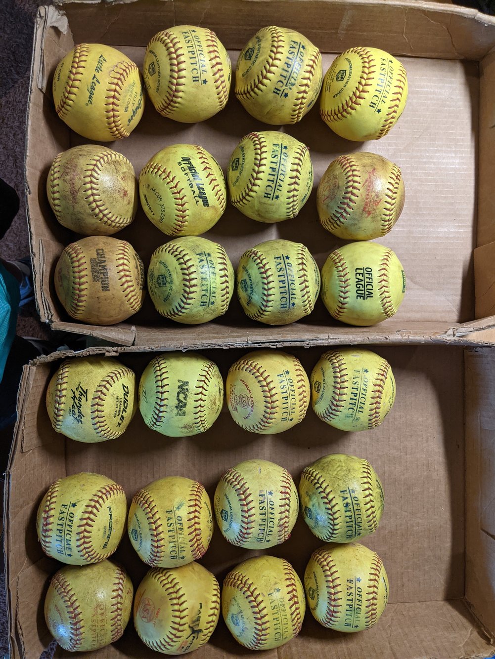 White Used Softball 24 Pack (2 Dozen) Random | SidelineSwap