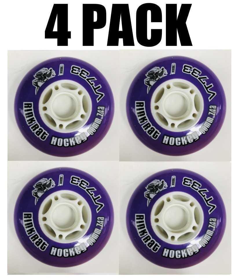4 Pack New Rink Rat VT733 Inline Roller Hockey skate wheels 80 MM 74 A ...