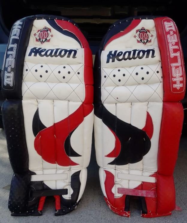FULL SET-Heaton Helite Brodeur Pattern 33" Goalie Leg Pads,Trapper and ...