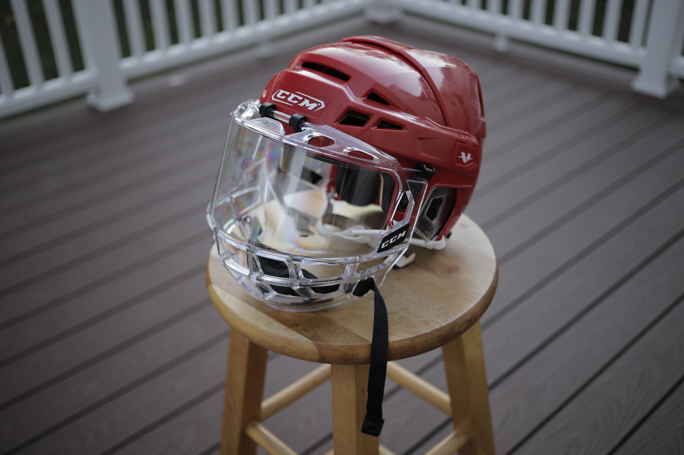 Red Used Large CCM Vector V08 Helmet w/ CCM FV1 Full Face Shield ...