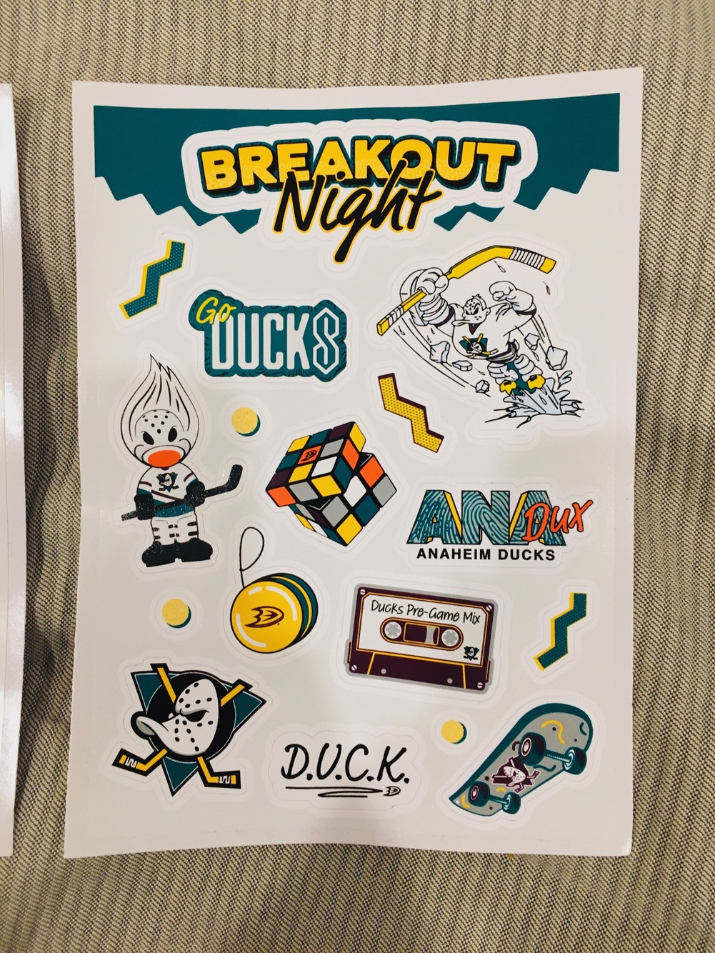 Rare Anaheim Mighty Ducks BREAKOUT NIGHT Wild Wing Retro Sticker Decal ...