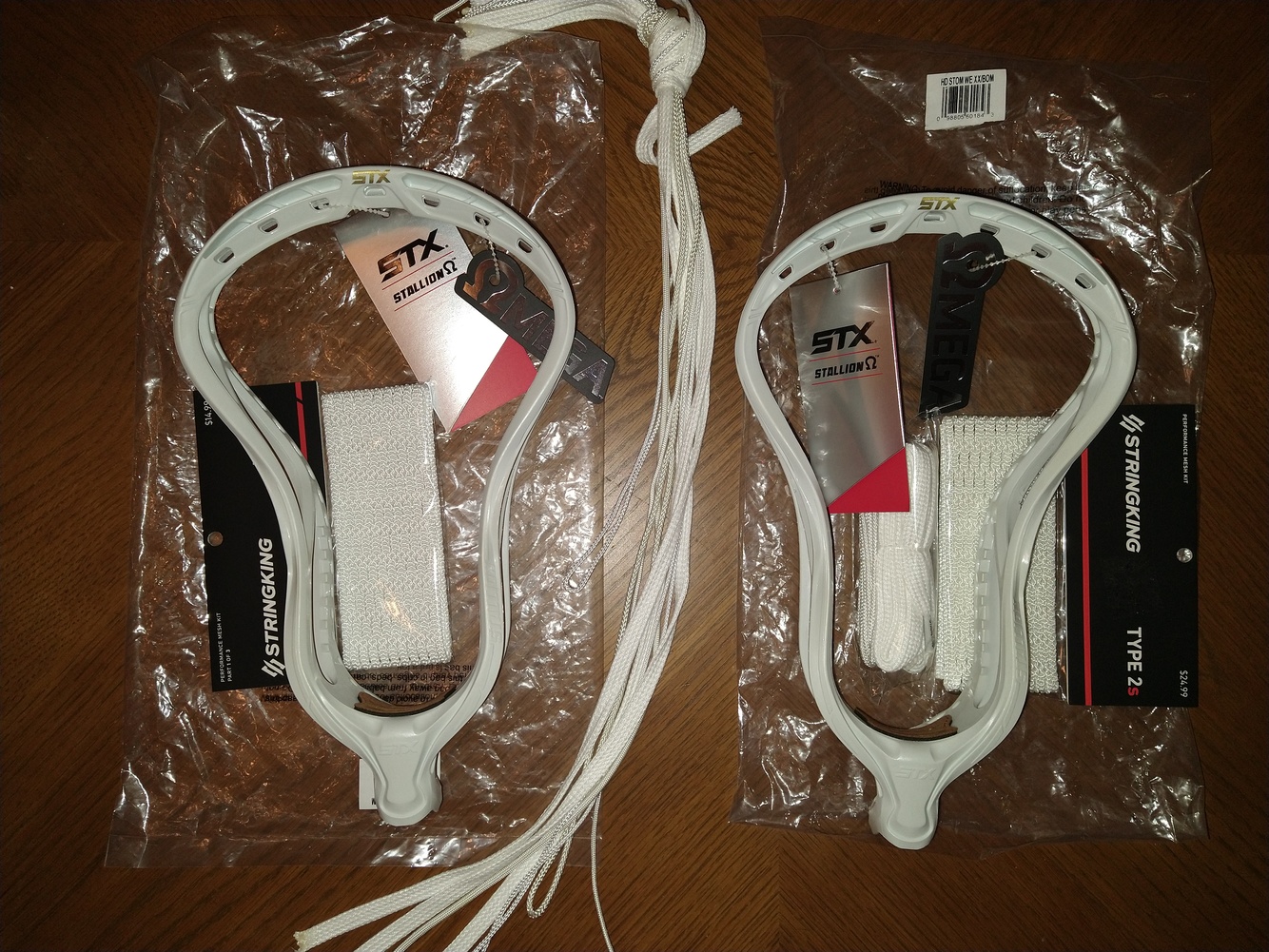 2 New 'White' STX Unstrung Stallion Omega Head (stringking mesh x 2 + 2 string kits) | SidelineSwap