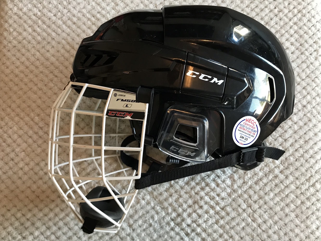 Black Used Large CCM FL500 Helmet W/ FL580 Cage | SidelineSwap