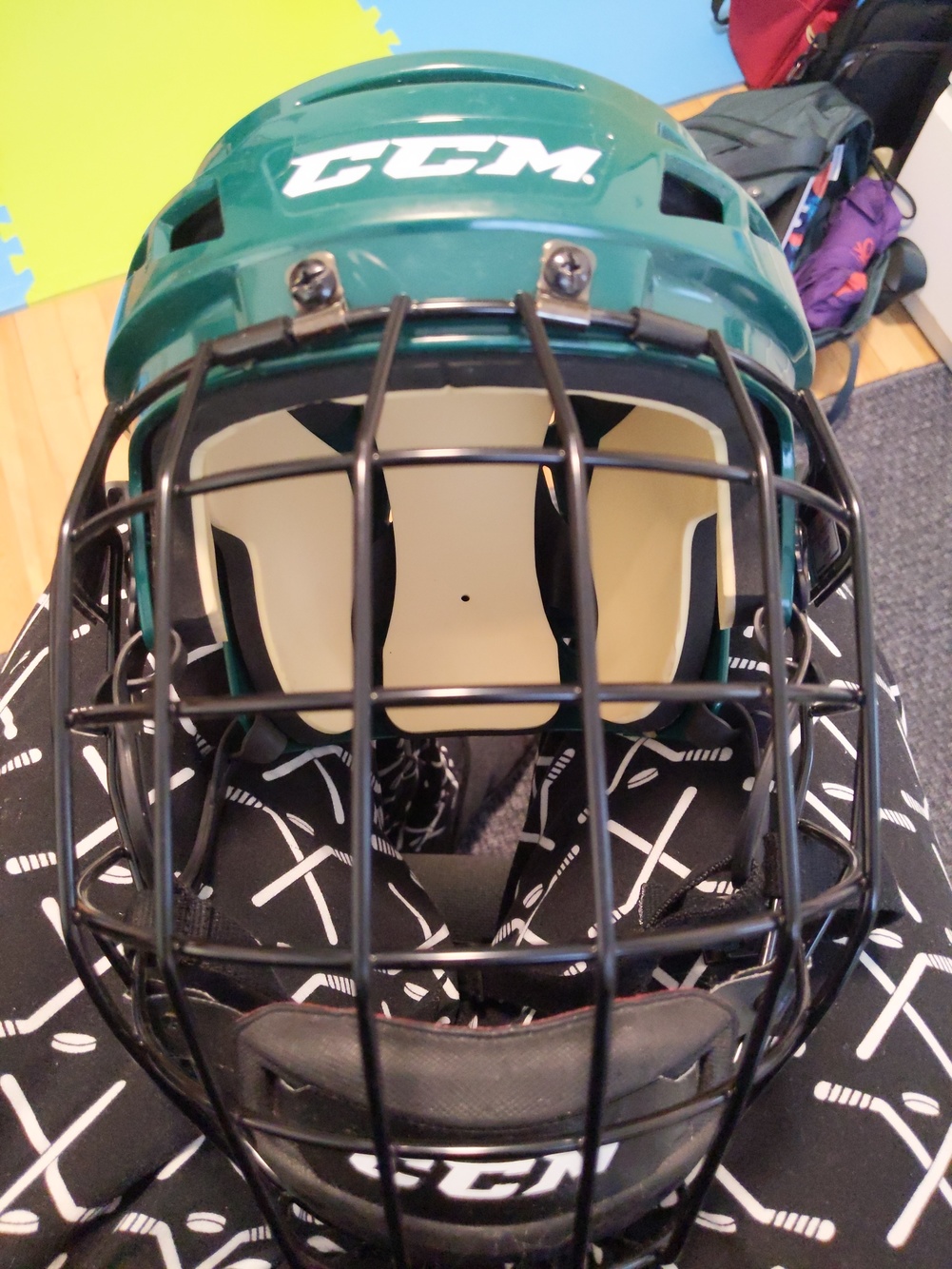 Northern Michigan Green Medium CCM HTV08 Pro Stock Helmet | SidelineSwap