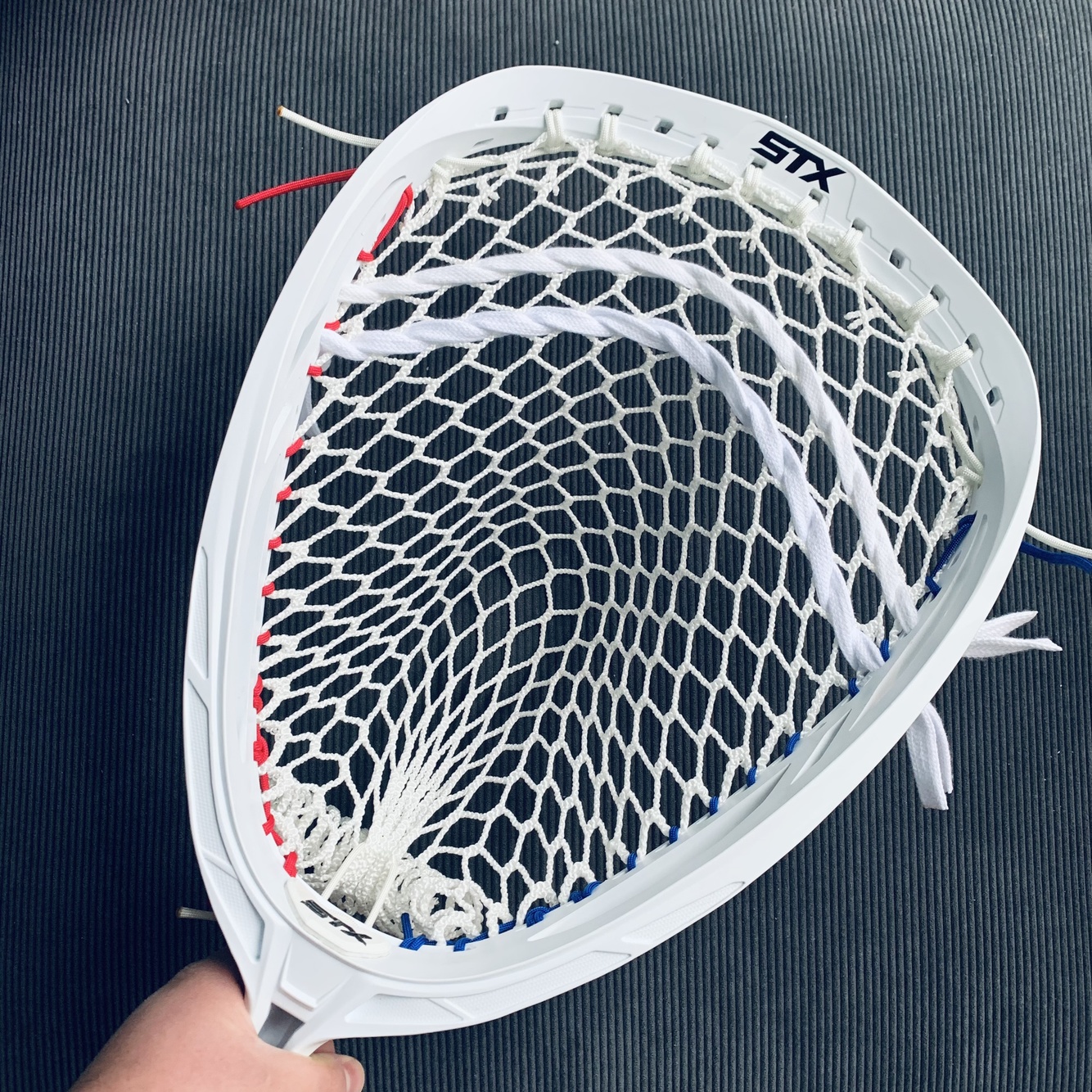 Two-Faced STX Shield w/ 12D The Mesh Dynasty - Goalie Head Red White ...