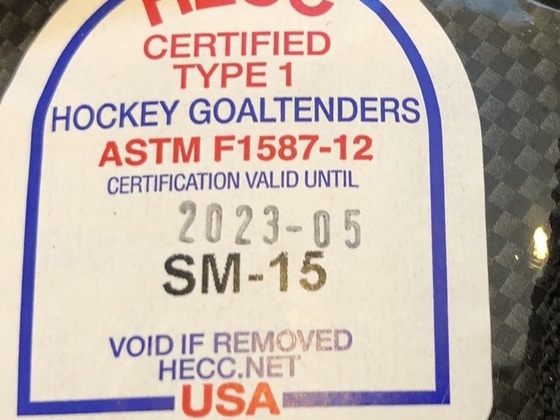 BLK SIZE SR S DECAL Goalie Mask New CCM 1.9 HECC certification valid ...