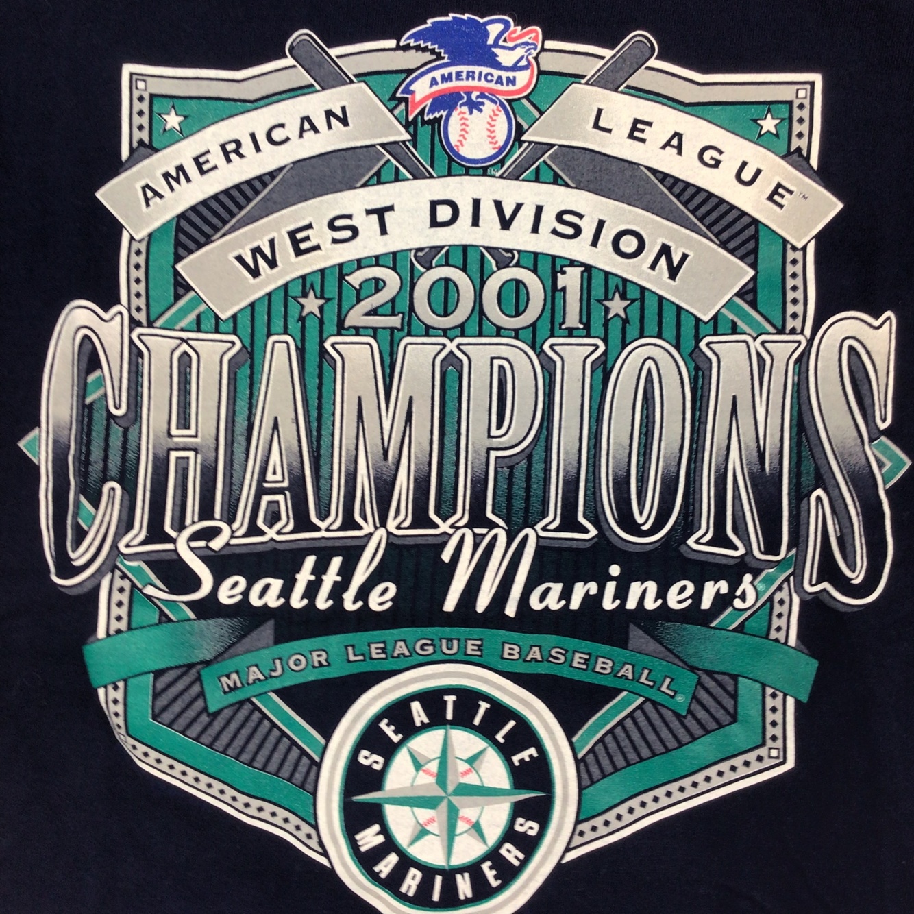 Vintage Seattle Mariners 2001 MLB Tshirt. West division champions. Mens ...