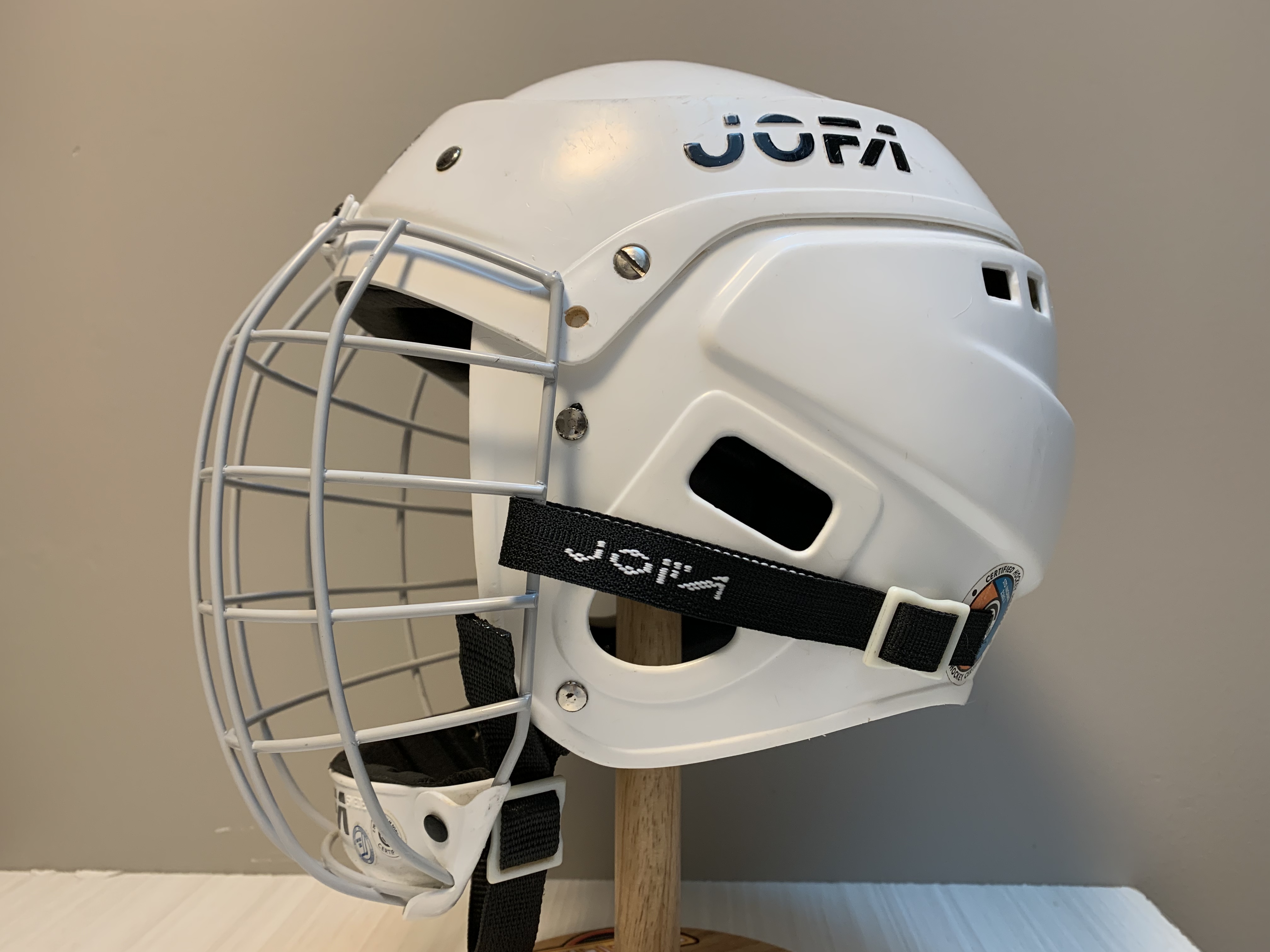Jofa 390 White Helmet - 271 Sr Cage - Made in Sweden - Senior Size ...
